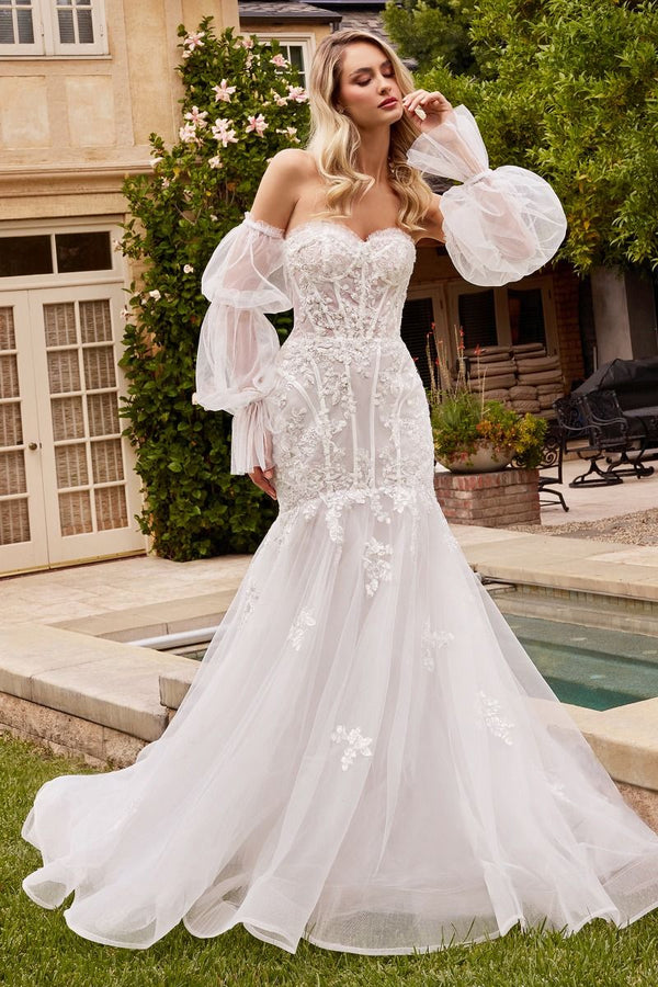 Strapless mermaid cut wedding dress with detachable sleeves – TP Kjoler